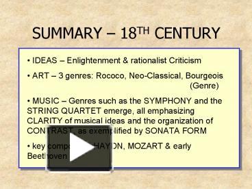 PPT – SUMMARY 18TH CENTURY PowerPoint presentation | free to view - id ...