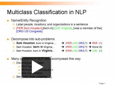 Multiclass Classification in NLP presentation | free to view
