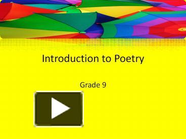 Introduction to Poetry presentation | free to download