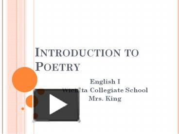 PPT – Introduction to Poetry PowerPoint presentation | free to download ...