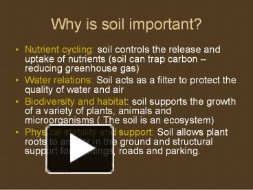 Why is soil important? presentation | free to view