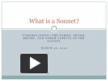 PPT – UNDERSTANDING THE FORMS, METER, RHYME, AND OTHER ASPECTS OF THE ...