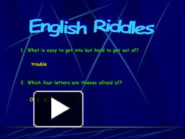 English Riddles presentation | free to view
