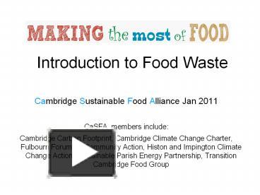Introduction to Food Waste presentation | free to download