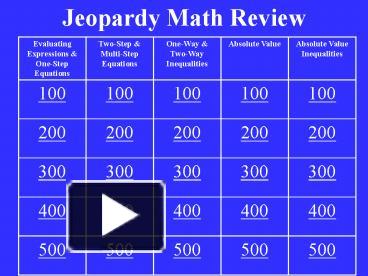 PPT – Jeopardy Math Review PowerPoint presentation | free to view - id ...