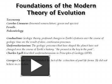 PPT – Foundations of the Modern Theory of Evolution PowerPoint ...