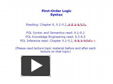 First-Order Logic Syntax presentation | free to download