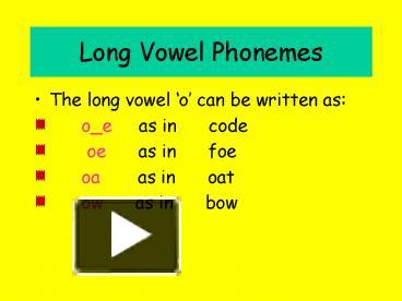 Long Vowel Phonemes presentation | free to view