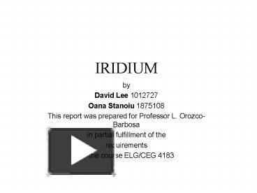 IRIDIUM presentation | free to view