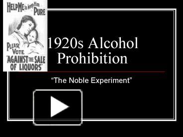 1920s Alcohol Prohibition presentation | free to view