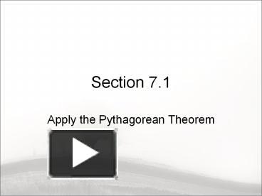 PPT – Apply the Pythagorean Theorem PowerPoint presentation | free to ...