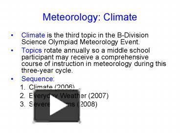 Meteorology: Climate presentation | free to view