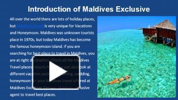 Maldives Travel presentation | free to download