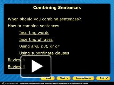 Combining Sentences presentation | free to view