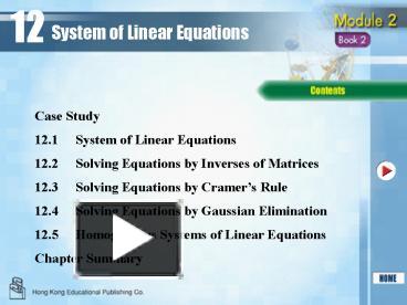 PPT – Module 2 Chapter 12 System of Linear Equations PowerPoint ...