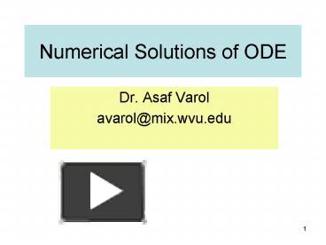 Numerical Solutions of ODE presentation | free to download