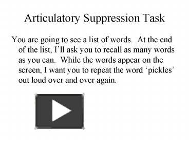 Articulatory Suppression Task presentation | free to view