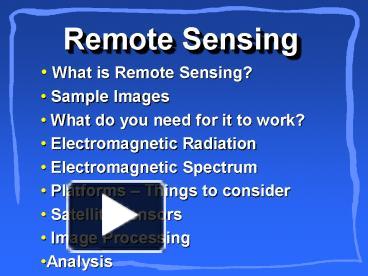 Remote Sensing presentation | free to view