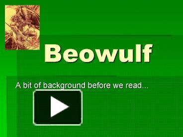 Beowulf presentation | free to view