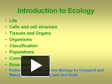 Introduction to Ecology presentation | free to view