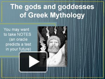 The gods and goddesses of Greek Mythology presentation | free to download
