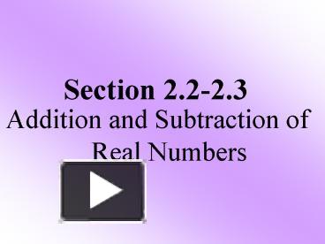 PPT – Addition and Subtraction of Real Numbers PowerPoint presentation ...