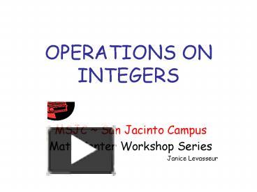 OPERATIONS ON INTEGERS presentation | free to view