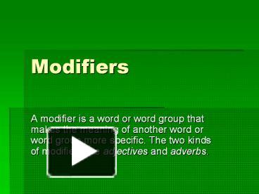 Modifiers presentation | free to download