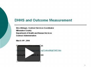 DHHS and Outcome Measurement presentation | free to download