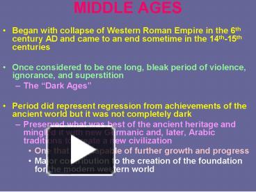 MIDDLE AGES presentation | free to view