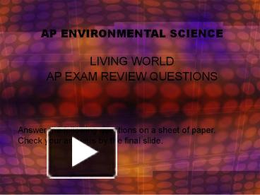 AP ENVIRONMENTAL SCIENCE presentation | free to download