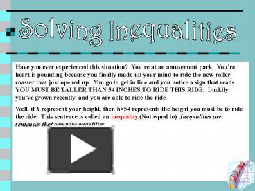 PPT – Solving Inequalities PowerPoint presentation | free to download ...