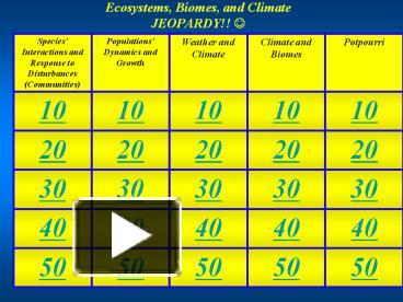 PPT – Ecosystems, Biomes, and Climate JEOPARDY!! ? PowerPoint ...
