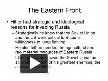 PPT – The Eastern Front PowerPoint presentation | free to download - id ...