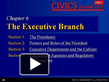 PPT – Chapter 6 The Executive Branch PowerPoint presentation | free to ...