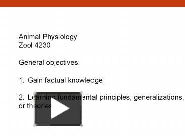 Animal Physiology, Chapter 1 presentation | free to view
