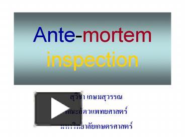 Ante-mortem inspection presentation | free to view