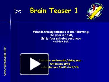 PPT – Brain Teaser 1 PowerPoint presentation | free to download - id ...