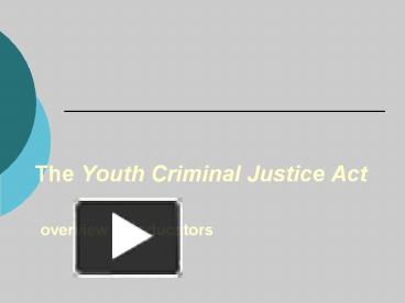 PPT – The Youth Criminal Justice Act overview for educators PowerPoint ...