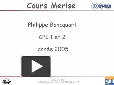 Cours Merise presentation | free to download