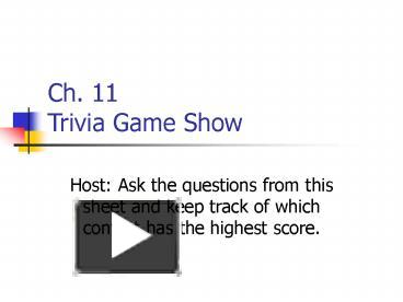 Ch. 11 Trivia Game Show presentation | free to view