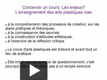 L'enseignement des arts plastiques vise presentation | free to view