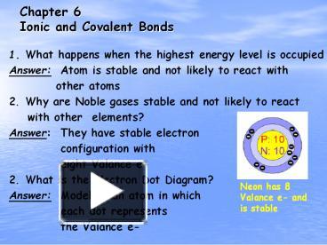 PPT – Chapter 6 Ionic and Covalent Bonds PowerPoint presentation | free ...