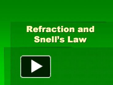 Refraction and Snell presentation | free to view