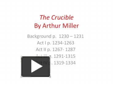 PPT – The Crucible By Arthur Miller PowerPoint presentation | free to ...