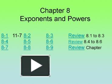 Chapter 8 Exponents and Powers presentation | free to view