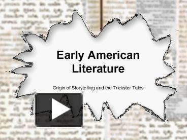 Early American Literature presentation | free to view