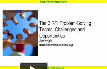 Tier 3 RTI Problem-Solving Teams: Challenges and Opportunities Jim Wright www ...