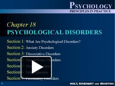 Chapter 18 PSYCHOLOGICAL DISORDERS presentation | free to download