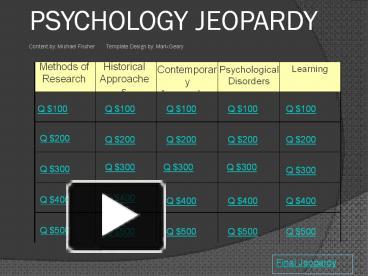 PSYCHOLOGY JEOPARDY presentation | free to download